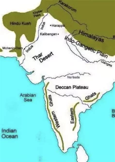 Physical Map Of India Hindu Kush
