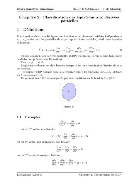 Ch2 Classification Edpgdgd Pdf Équation Aux Dérivées Partielles