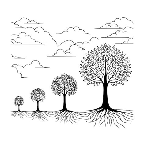 Premium Vector Black Silhouette Tree Growing From The Ground Vector