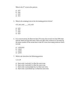 Grade 6 Patterning Test By Megan Boss Teachers Pay Teachers