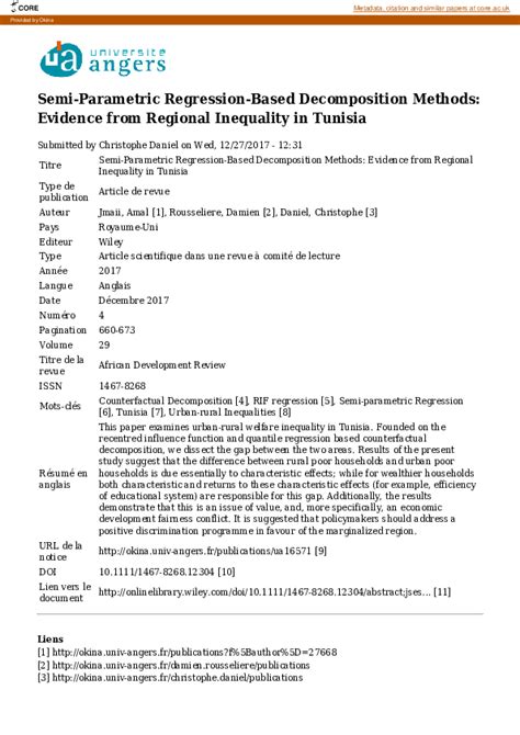 Pdf Semi‐parametric Regression‐based Decomposition Methods Evidence From Regional Inequality