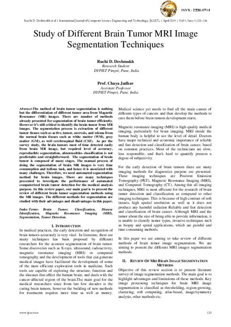 Pdf Study Of Different Brain Tumor Mri Image Segmentation Techniques