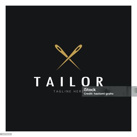 재단사 로고 아이콘 일러스트레이션 템플릿 옷 실 및 재봉틀 버튼의 조합 의류 제품 디자인 대류 회사 벡터 형태의 패션 가위에 대한 스톡 벡터 아트 및 기타 이미지 Istock