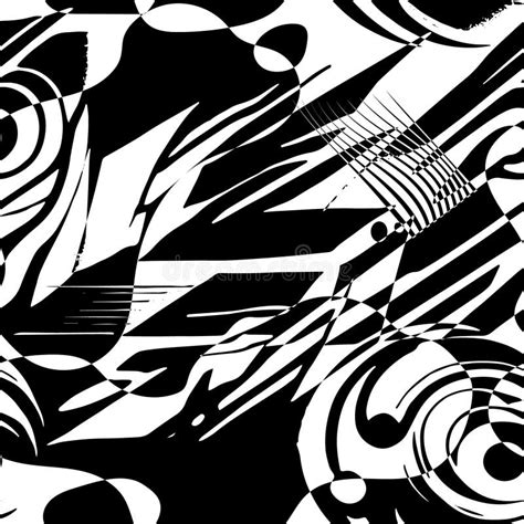 Modern Abstract Futuristic Black And White Seamless Pattern With Dynamic Flowing Lines Swirls