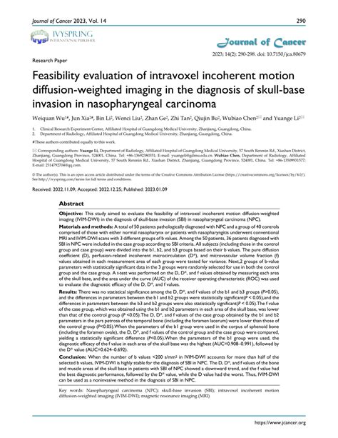 Pdf Feasibility Evaluation Of Intravoxel Incoherent Motion Diffusion