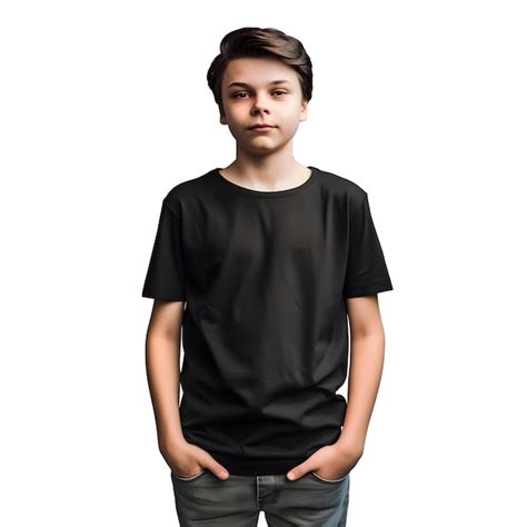 Nastolatek W Czarnej Koszulce Odizolowany Na Bia Ym Tle Premium Psd Wygenerowany Przez Ai