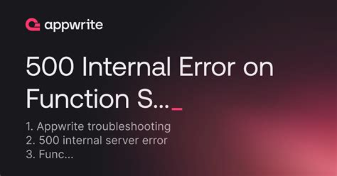 500 Internal Error On Function Settings Threads Appwrite