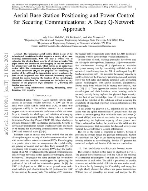 Pdf Aerial Base Station Positioning And Power Control For Securing