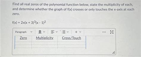 solved find all real zeros of the polynomial function below