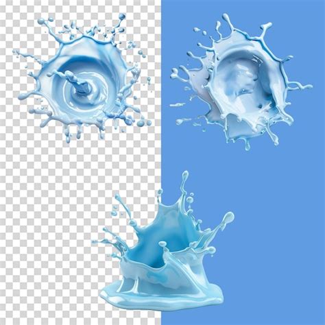 투명한 배경에 분리 된 파란 크림 또는 요구르트 스플래시 세트 프리미엄 Ai 생성 Psd