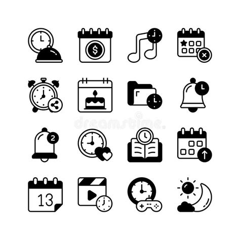 Set Of Icons For Scheduling Time Management And Notifications Stock Illustration
