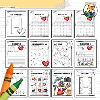 Letter H Worksheet Bundle Pgs Letter Identification Sounds Writing