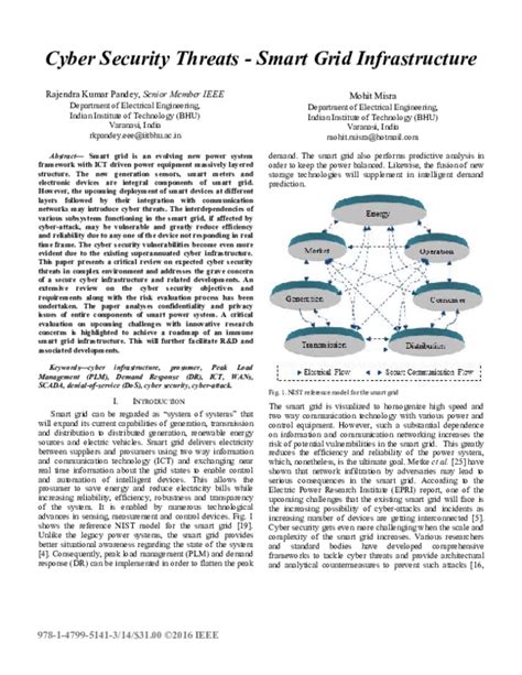 Pdf Cyber Security Threats — Smart Grid Infrastructure