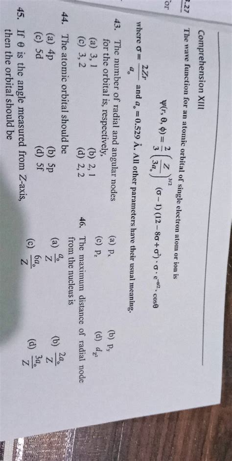 The Maximum Distance Of Radial Node From The Nucleus Is 44 The Atomic Or