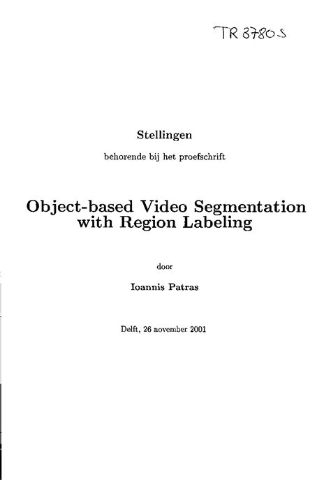 Object Based Video Segmentation With Region Labeling Eurasip