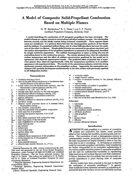 Pdf A Model Of Composite Solid Propellant Combustion Based On