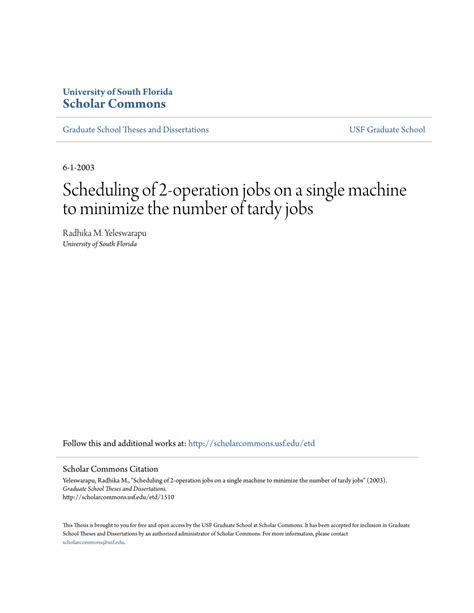 Pdf Scheduling A Single Machine To Minimize The Weighted Number Of