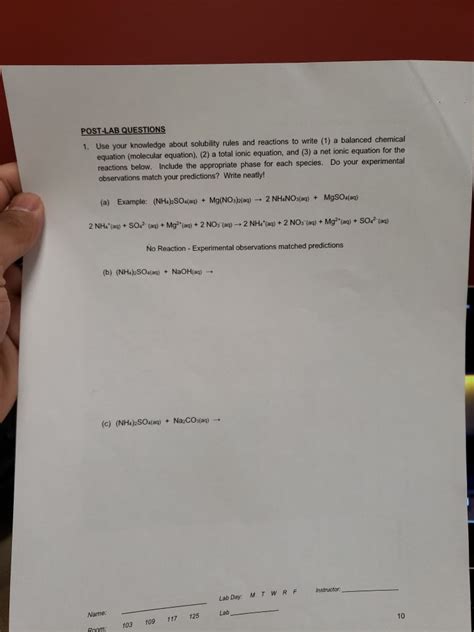 Solved POST LAB QUESTIONS Use Your Knowledge About Chegg