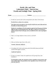 Fossils Lab Quiz Answer Key Earth Life And Time Laboratory Quiz Answer Key Fossils And