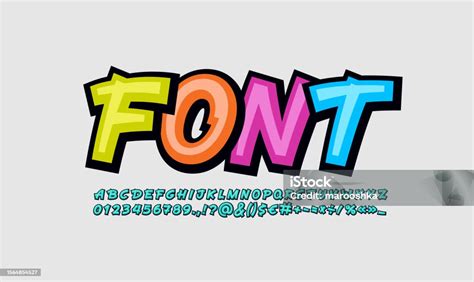 만화 필기 글꼴 스크립트 알파벳 서예 필기체 서체 그래피티 스타일의 손으로 그린 서체 벡터 일러스트레이션 10eps 컴퓨터 글자에 대한 스톡 벡터 아트 및 기타 이미지