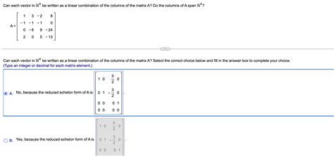 Solved Can Each Vector In R Be Written As A Linear Chegg