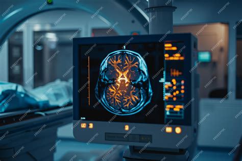 A Computer Monitor Displays An Mri Scan Of A Persons Brain Premium Ai Generated Image