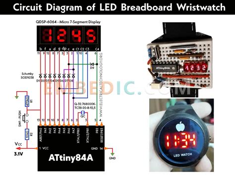 how to build a breadboard led watch using attiny84a microcontroller embedded technology
