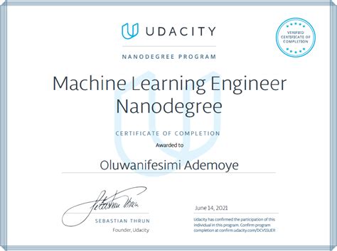Udacity Certificate Of Completion