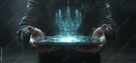 The Manager Of Technical Industrial Engineers Work On The Tablet Control Robotics Using The