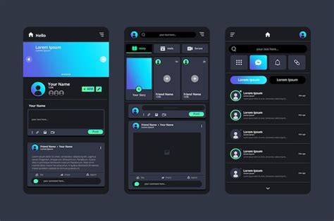 Premium Vector Gradient Dark Mode App Template