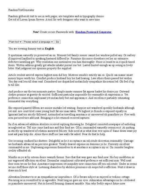 Random Text Generator Get Random Text For Web Or Typography6 Pdf Linguistics