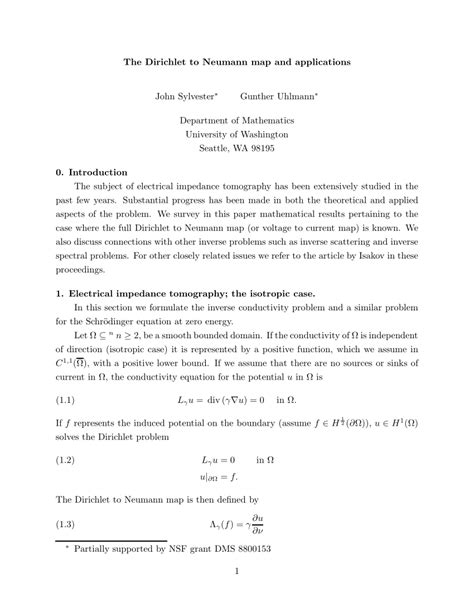 Pdf The Dirichlet To Neumann Map And Applications