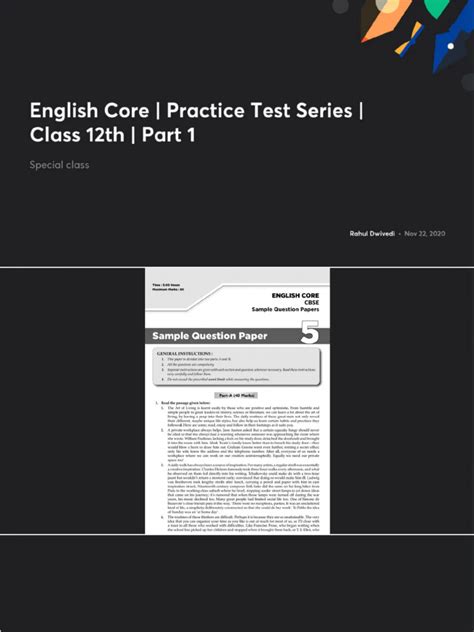 English Core Practice Test Series Class 12th Part 1 With Anno Pdf