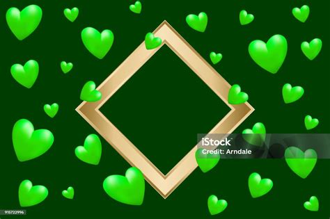 녹색 마음 그리고 골든 프레임 텍스트 위한 공간 벡터 일러스트 레이 션 세인트 패트릭 하루 인사말 카드에 대 한 2월에 대한 스톡 벡터 아트 및 기타 이미지 Istock