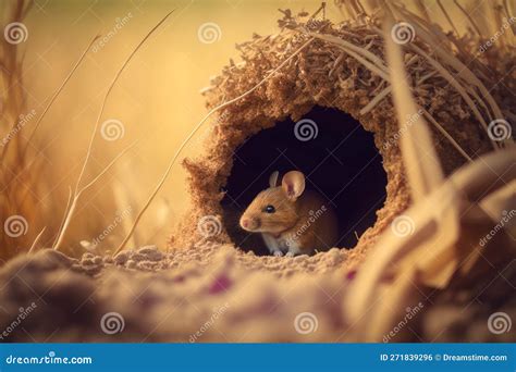A Field Mouse Sitting In The Entrance To Its Burrow Stock Illustration Illustration Of Furry
