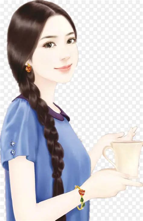麻花辫美女手绘模特png图片素材下载图片编号10323195 Png素材网