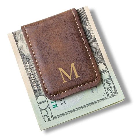 Personalized Leather Magnetic Money Clip Engraved Groomsmen T