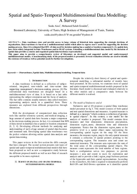 Pdf Spatial And Spatio Temporal Multidimensional Data Modelling A Survey