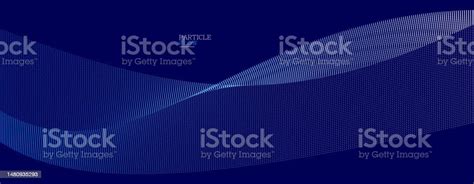 모션 다크 벡터 추상 배경의 파란색 점 입자 배열 물결 모양의 흐름 움직임의 포인트의 곡선 선 기술 및 과학 일러스트레이션 3차원 형태에 대한 스톡 벡터 아트 및 기타