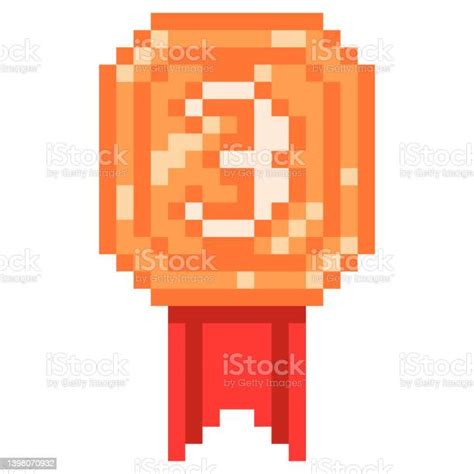 세 번째 장소 트로피 8 비트 그래픽 아이콘에 대한 동메달 픽셀 아트 스타일 게임 자산 격리된 벡터 일러스트레이션 상에 대한 스톡 벡터 아트 및 기타 이미지 Istock