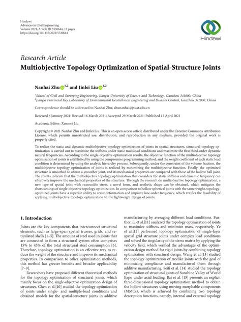 Pdf Multiobjective Topology Optimization Of Spatial Structure Joints