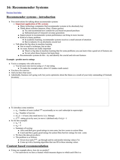 16 Recommender Systems Pdf Pdf Matrix Mathematics Mathematical Optimization