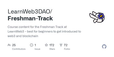 Github Learnweb3daofreshman Track Course Content For The Freshman Track At Learnweb3 Best