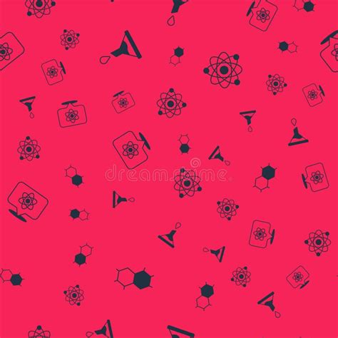 Set Chemical Formula Funnel Filter Atom And On Seamless Pattern