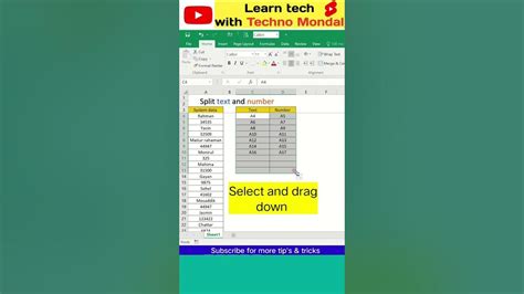 Split Text And Number Exceltipsandtricks Exceltips Shorts Youtube