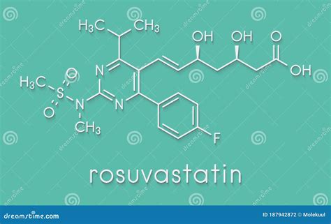 Rosuvastatin Cholesterol Lowering Drug Statin Class Molecule Skeletal Formula Stock