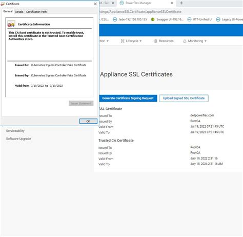 Powerflex X After Restore Browser Shows Kubernetes Ingress Controller Fake Certificate For