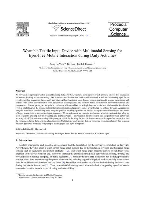 Pdf Wearable Textile Input Device With Multimodal Sensing For Eyes Free Mobile Interaction