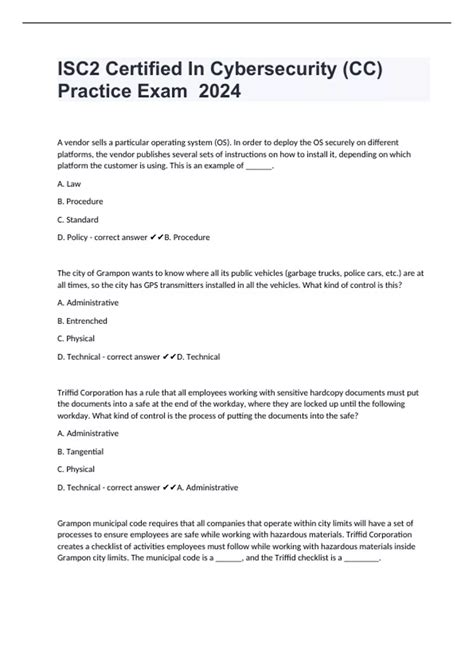 Isc2 Certified In Cybersecurity Cc Practice Exam 2024 Isc2 Certified In Cybersecurity