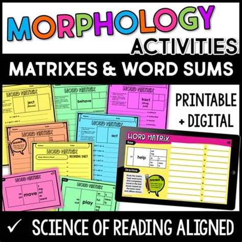 Word Matrix Activities Morphology Practice With Digital By Jennifer Findley